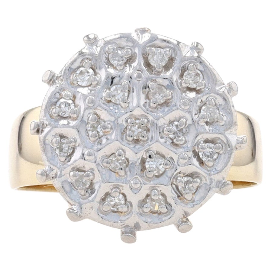 Yellow Gold Diamond Cluster Ring 10k Single Cut .25ctw For Sale at 1stDibs