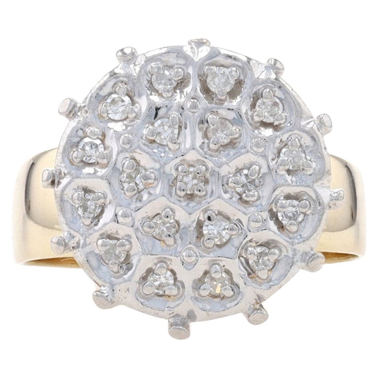 Yellow Gold Diamond Cluster Cocktail Ring 10k Single Cut .25ctw Floral ...