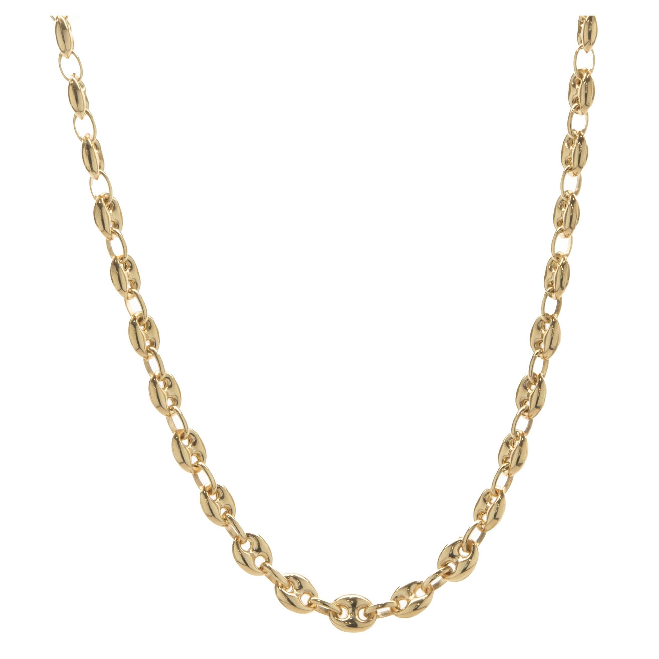 Yellow, White or Pink Gold Chain Link Necklace 14 Karat For Sale at 1stDibs