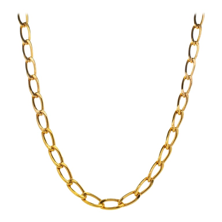 Ladies 14K Yellow Gold Rolo Chain Toggle Necklace For Sale at 1stDibs