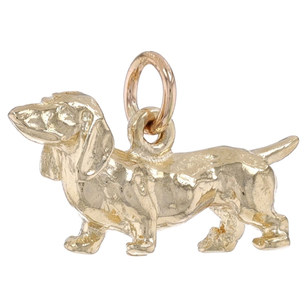Vintage 14K Yellow Gold Dog in the Doghouse Charm For Sale at 1stDibs