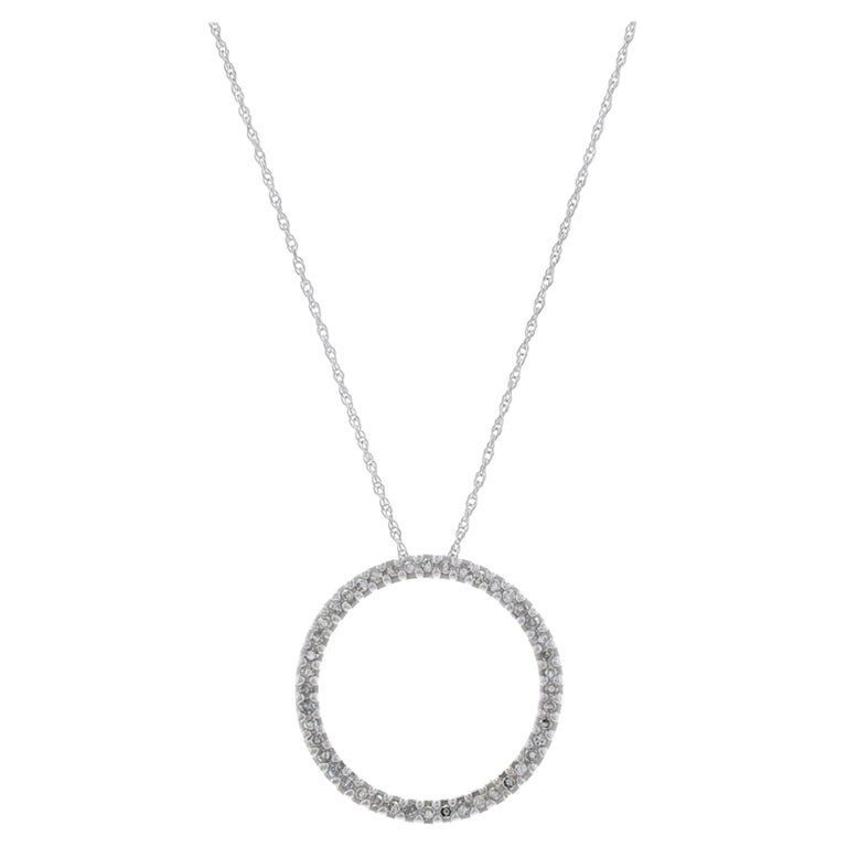 White Gold Diamond Eternity Pendant Necklace 10k Single Ct .25ctw ...