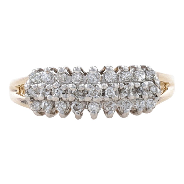 Yellow Gold Diamond Tiered Cluster Band 14k Round Brilliant .25ctw Ring ...