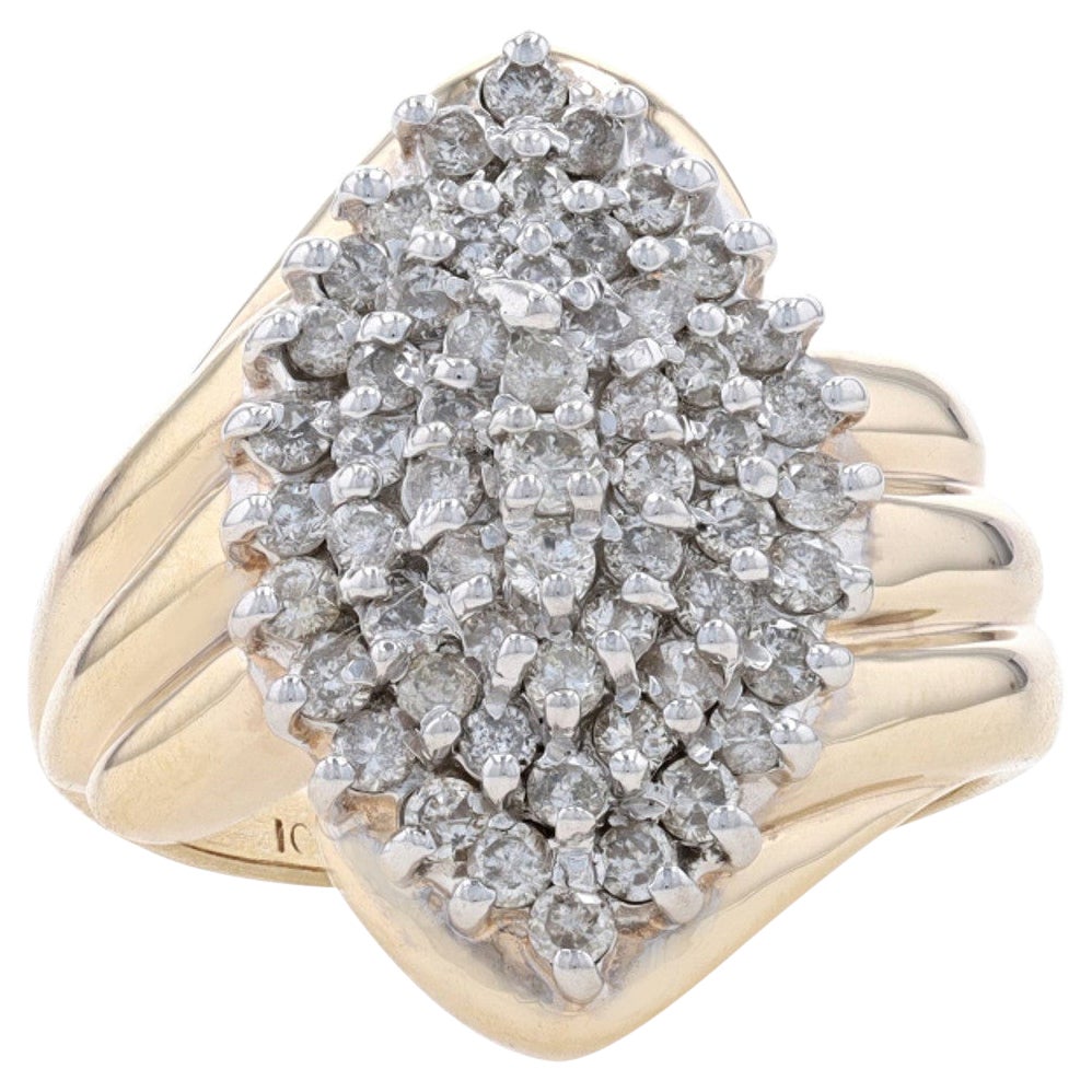 Yellow Gold Diamond Ring 10k Round Brilliant Cluster Bypass For Sale at ...