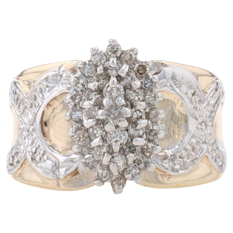 Yellow Gold Diamond Cluster Cocktail Ring 10k Single Cut .50ctw Tier ...