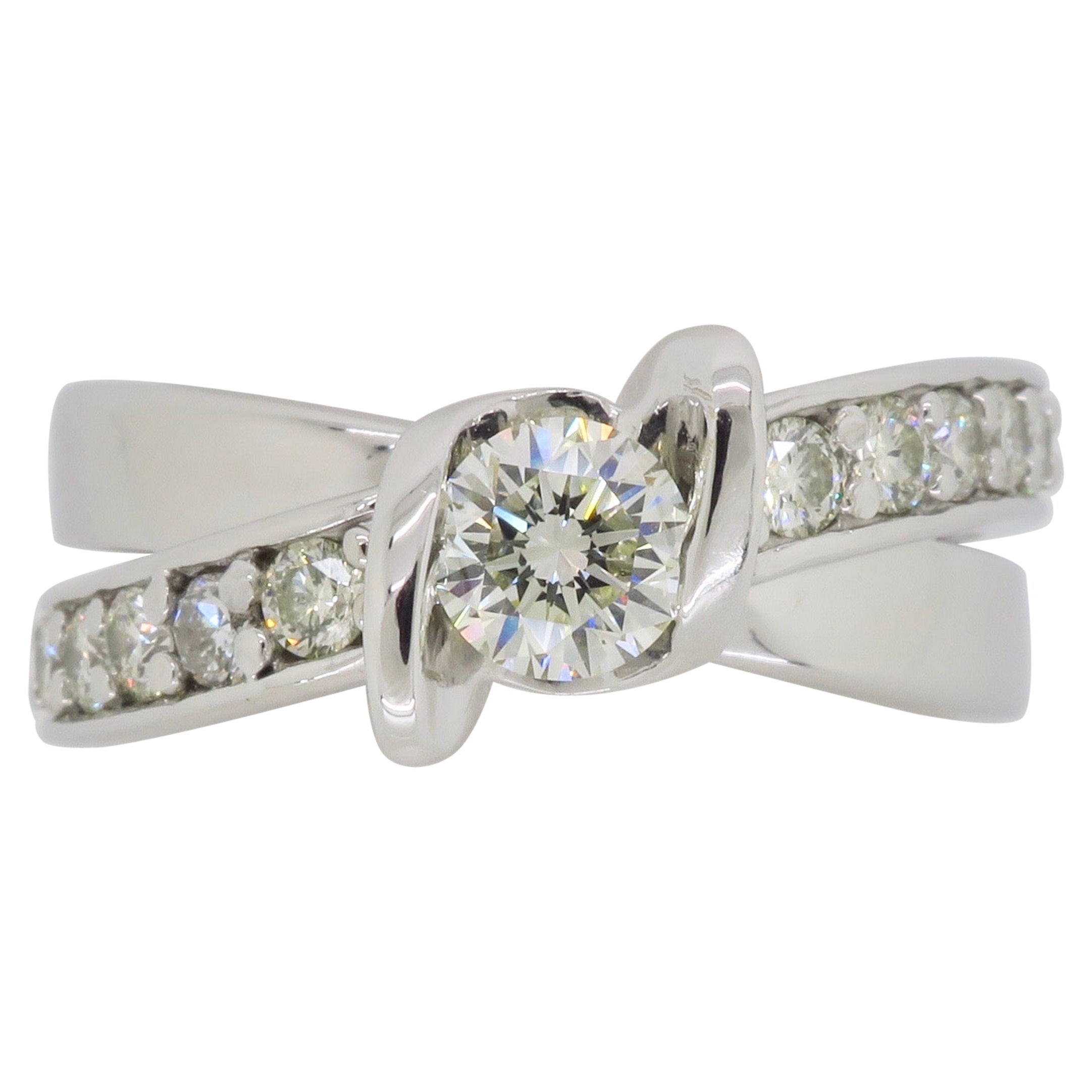 Diamond Cross Over Ring For Sale at 1stDibs