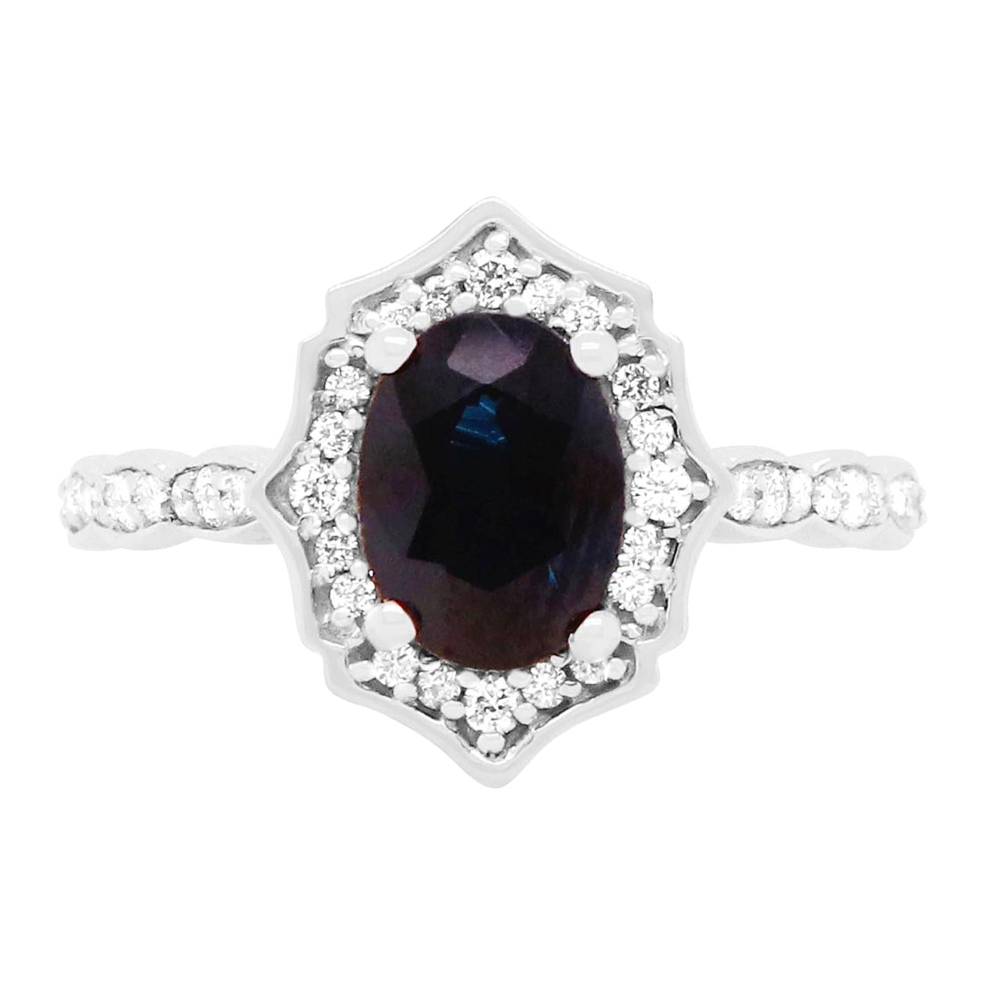 Vintage Inspired Diamond Halo Lavender Sapphire Engagement Ring Wedding ...