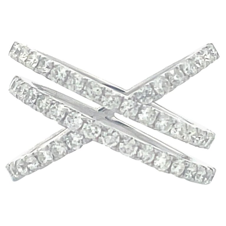 1.25 Ct. Diamond Double X Cocktail Ring in 14K White Gold H-I and SI1 ...