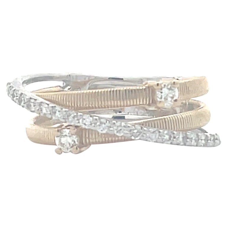 2 Tone Multi-Strand Diamond Criss Cross Cocktail Ring For Sale at 1stDibs