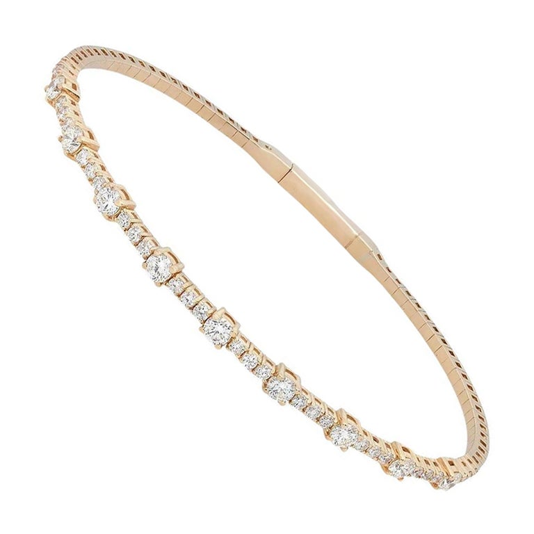 1.50 Carat Tw. Diamond Flexible Bangle Bracelet 18k Yellow Gold For ...