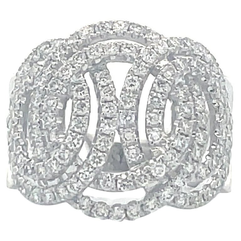 1.32 ct. Diamond Cluster Infinity Loop Cocktail Ring in 14K White Gold ...
