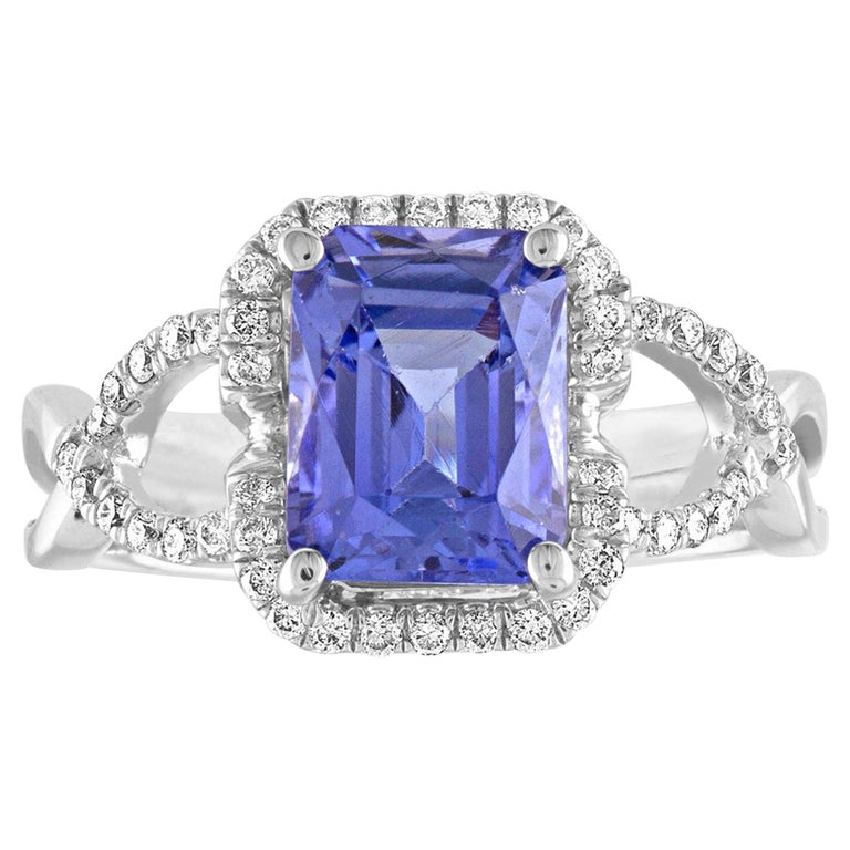 2.97 Carat Radiant Cut Tanzanite Diamond Gold Ring For Sale at 1stDibs