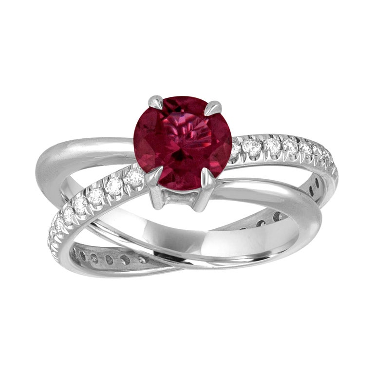 1.10 Carat Pink Tourmaline Diamond Gold Spin Ring For Sale at 1stDibs