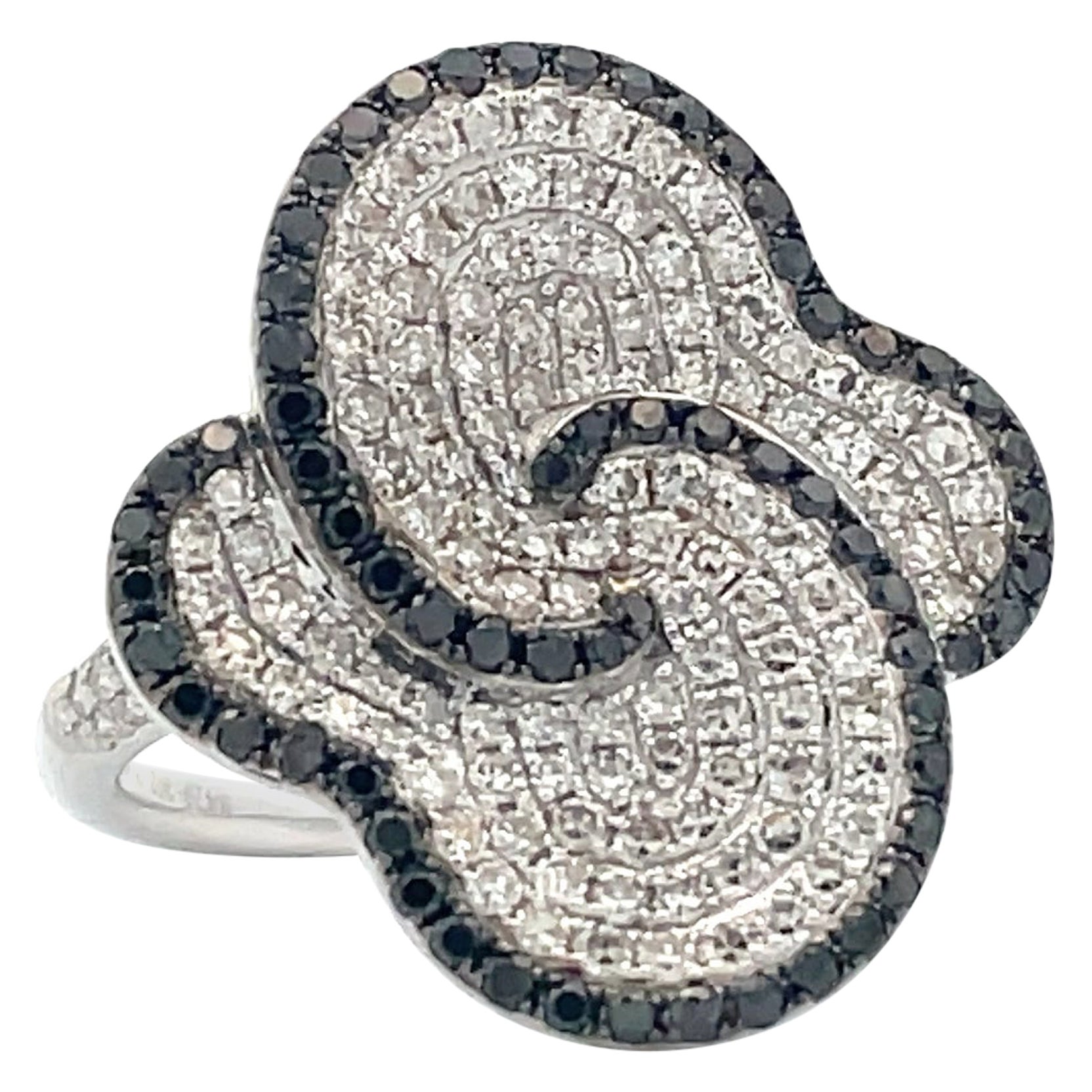 1.36 ct. Multi-Strand Diamond Cluster Cocktail Ring in 14K White Gold ...