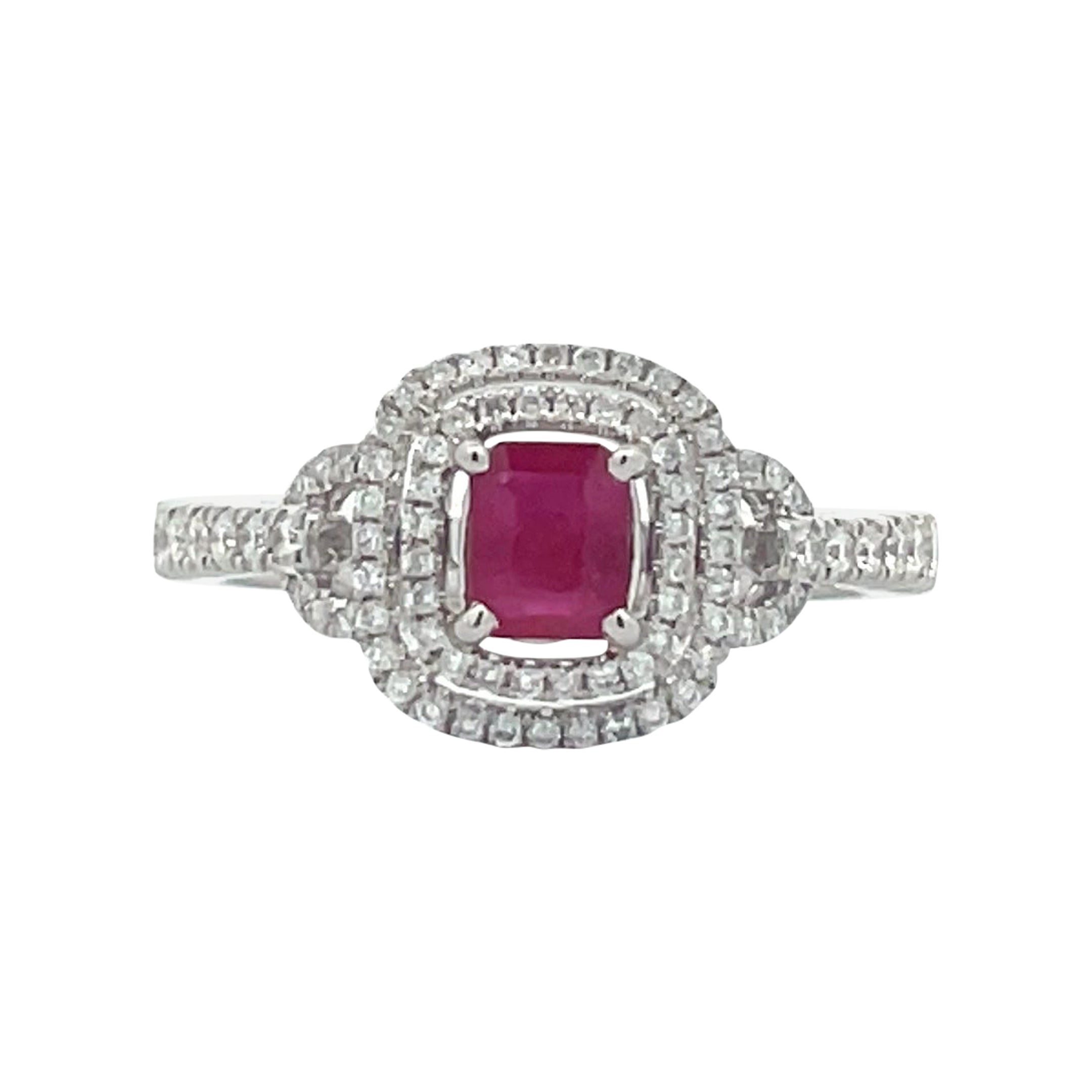 Purplish Red Cushion Cut Ruby Ring at 1stDibs | purple ruby ring