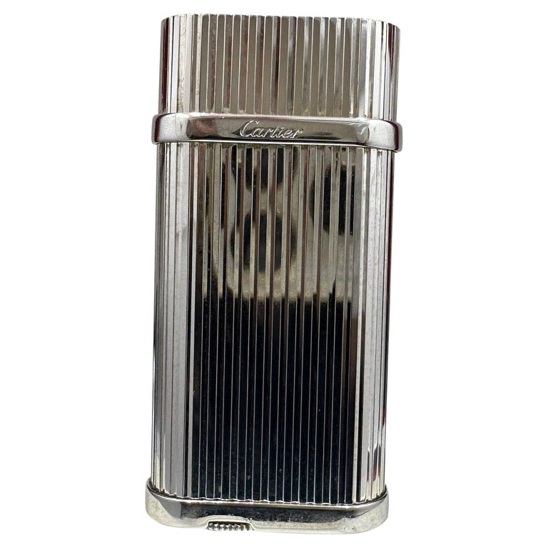 Retro 80s Vintage Polished Silver and Platinum Cartier Lighter For Sale ...