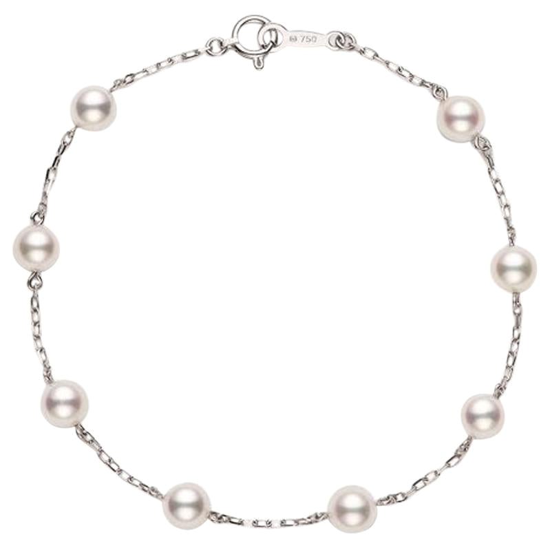 Mikimoto Sea Magic Cultured Pearl White Gold Cross Bracelet at 1stDibs ...