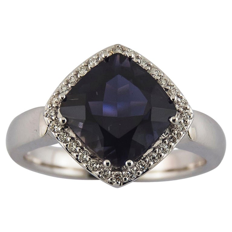 Deep Blue Iolite Diamond Gold Ring For Sale at 1stDibs