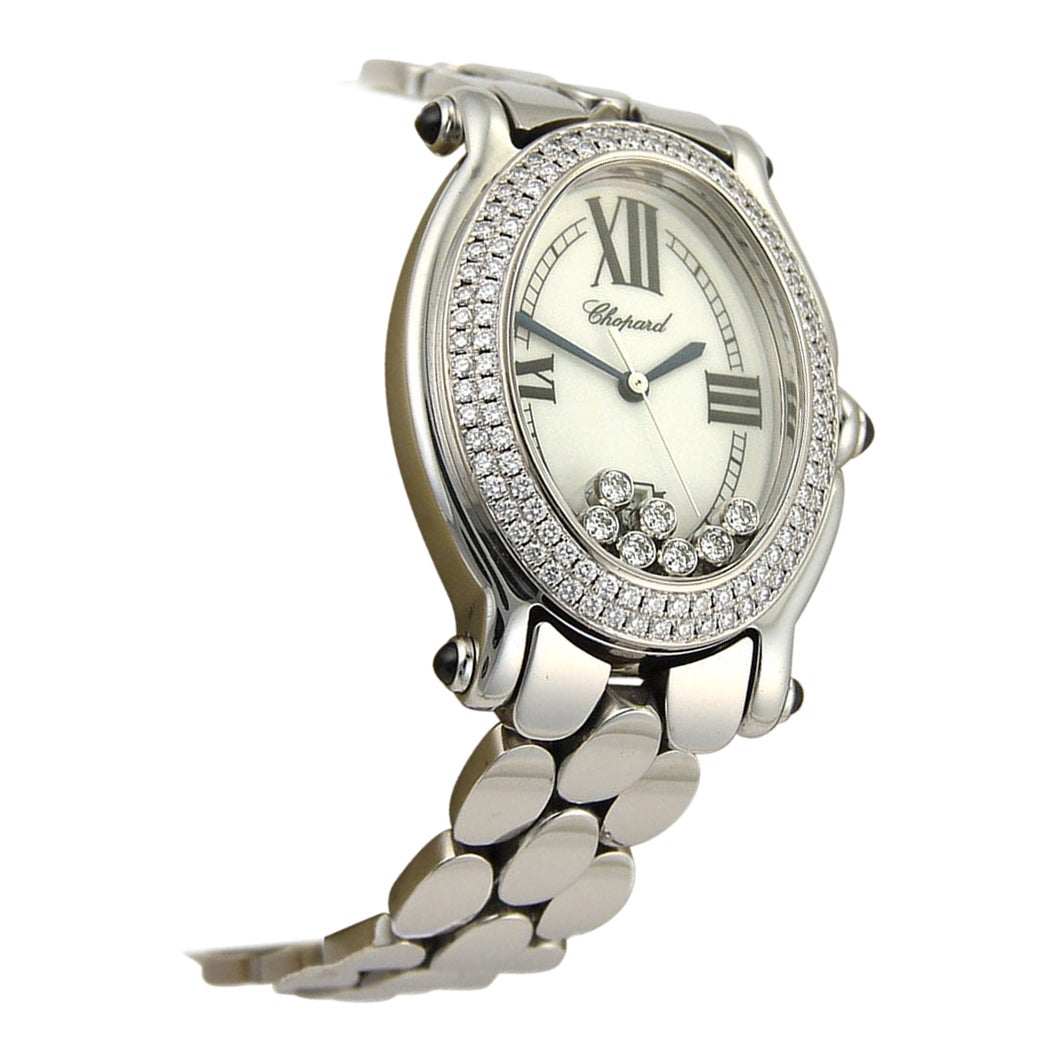Chopard Happy Sport Oval 7 Floating Diamonds Ladies Stainless Steel ...