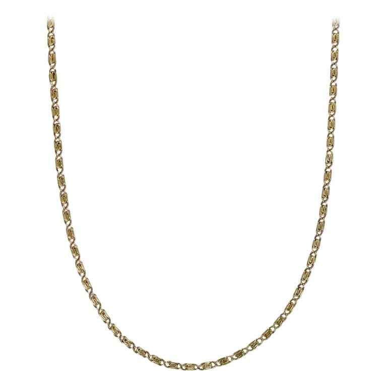 14K Yellow Gold Scroll Chain Necklace 4.7gr For Sale at 1stDibs