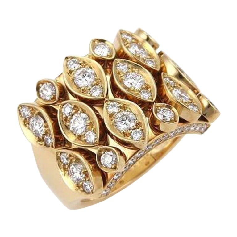 Cartier Diadea Diamond 18k Yellow Gold Wide Shaking Band Ring For Sale ...