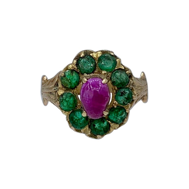 Victorian Emerald Ruby Ring Antique Wedding Engagement Stacking Ring ...