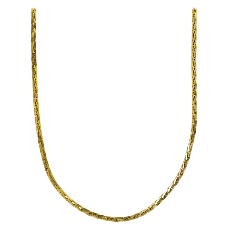 14K Yellow Gold Wheat Chain Necklace 10.5gr For Sale at 1stDibs