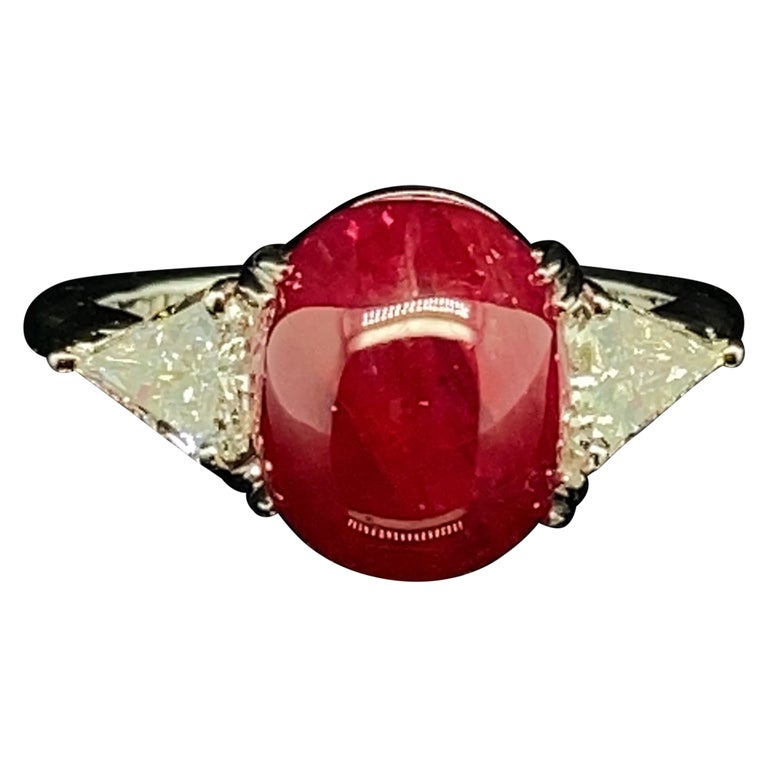 6.07 Carat LOTUS Certified No Heat Ruby and White Diamond Engagement ...