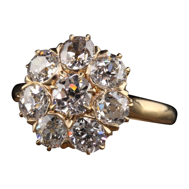 Antiker viktorianischer Verlobungsring mit rosa Fancy-Diamant-Cluster aus alten Minen, GIA im ...
