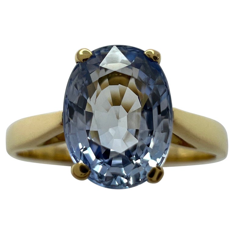 1.75ct Light Pastel Blue Ceylon Sapphire Oval Cut 18k Yellow Gold ...