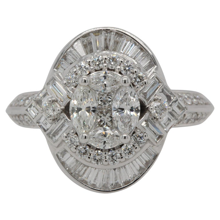 1.48 Carats Diamond Illusion Wedding Ring in 18 Karat Gold For Sale at ...