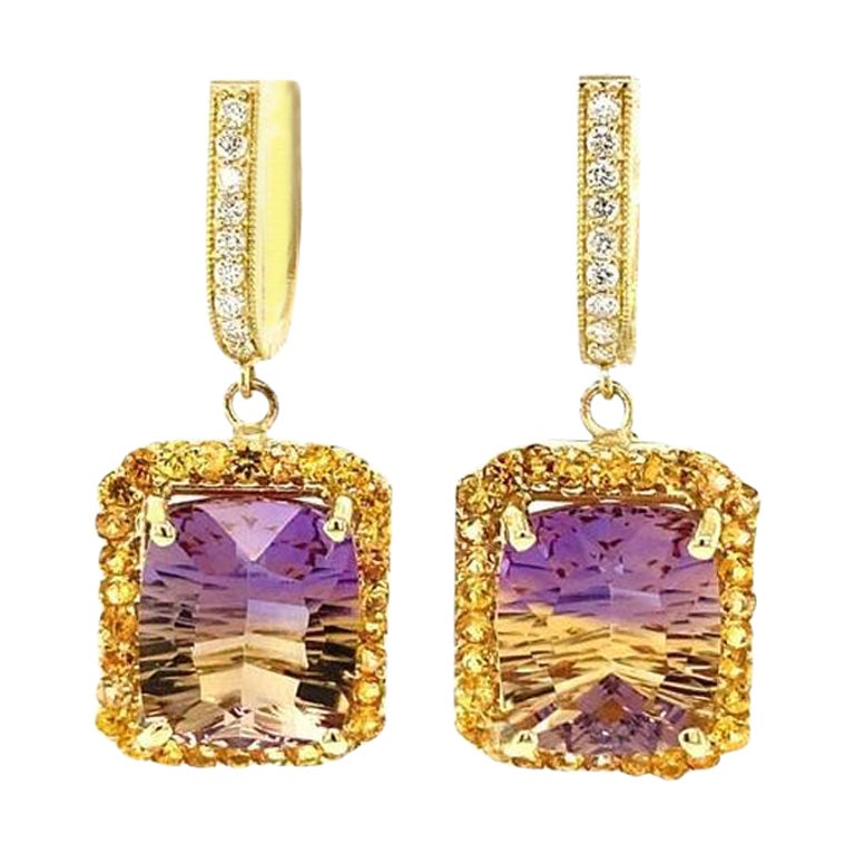 Impressive Chrysolite Diamond Yellow Gold Lever Back Earrings For Sale ...