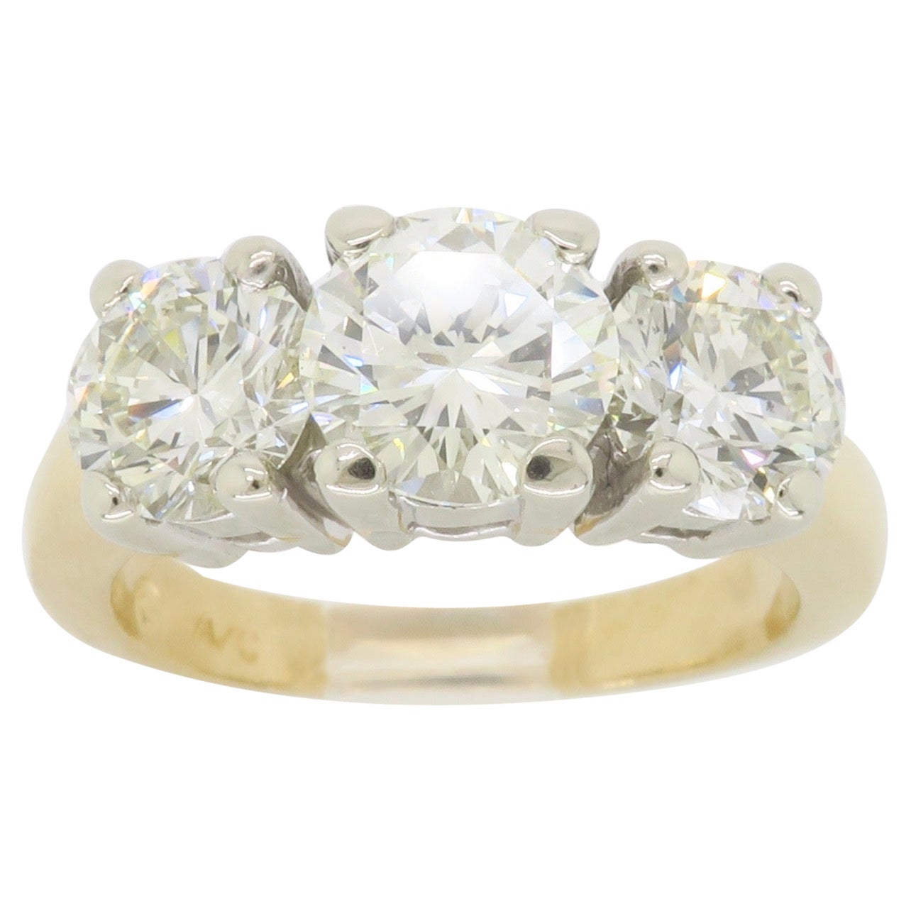 Three-Stone Diamond Gold Gypsy Ring at 1stDibs | three stone gypsy ring ...
