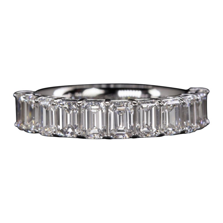 Emerald Cut Eternity Diamond Wedding Ring For Sale at 1stDibs