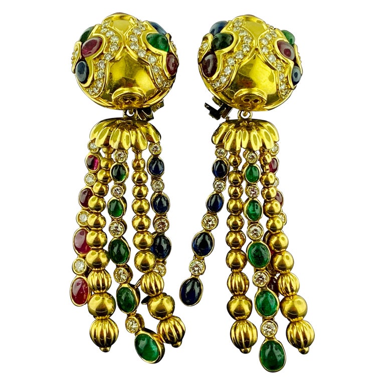 Italian Designed Multi-Gem Earrings For Sale at 1stDibs