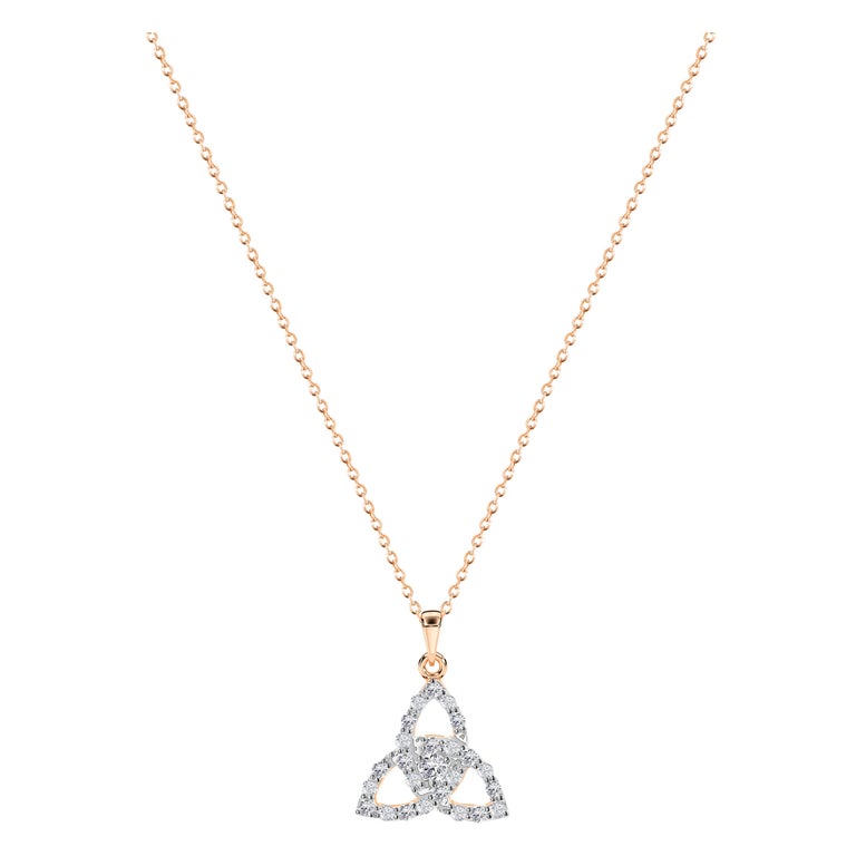 0.18 Ct Diamond Celtic Trinity Knot Necklace in 18K Gold For Sale at ...