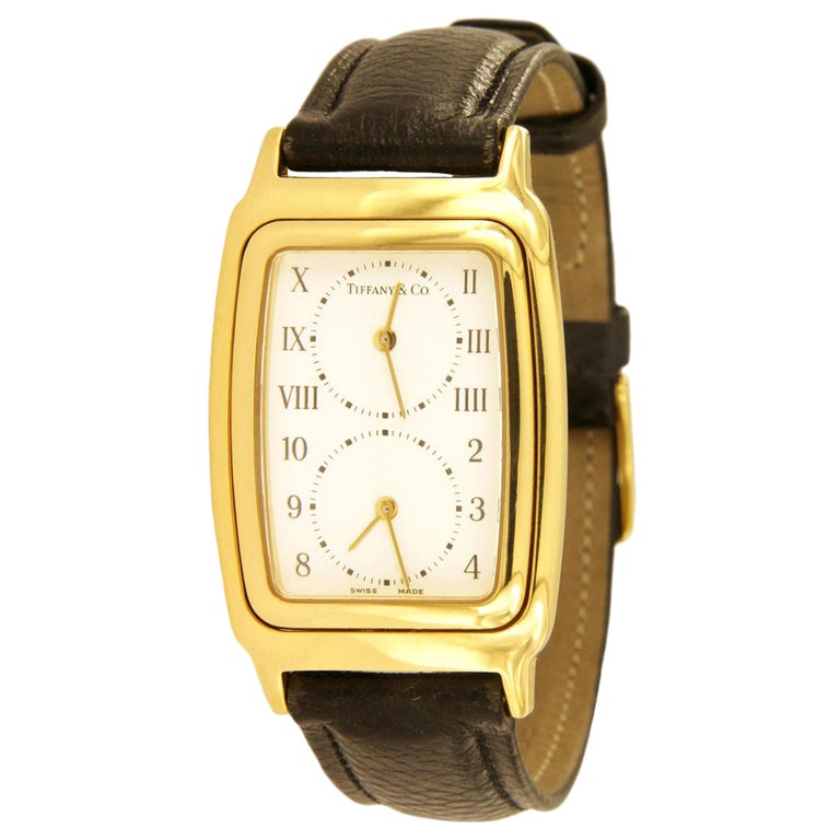 Tiffany and Co. 18 Karat Yellow Gold Dual Time Zone Watch M203 For Sale ...