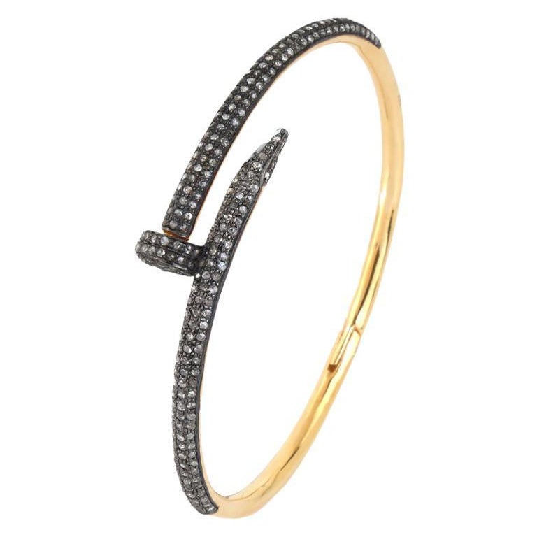 925 Sterling Silver 2.12cts Diamond Bangle For Sale at 1stDibs
