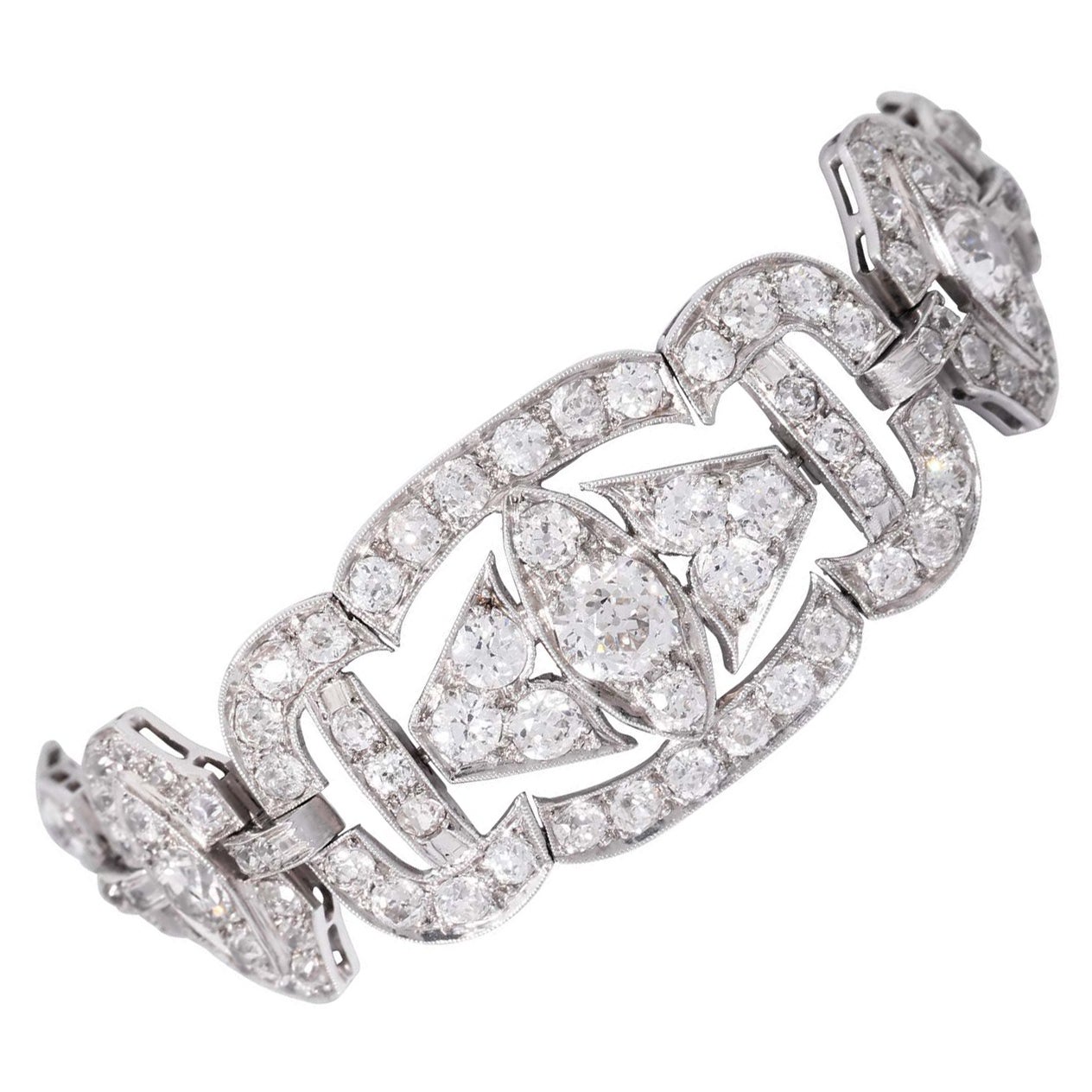 Art Deco Diamond Bracelet with Light Fancy Blue Marquise Diamond For ...