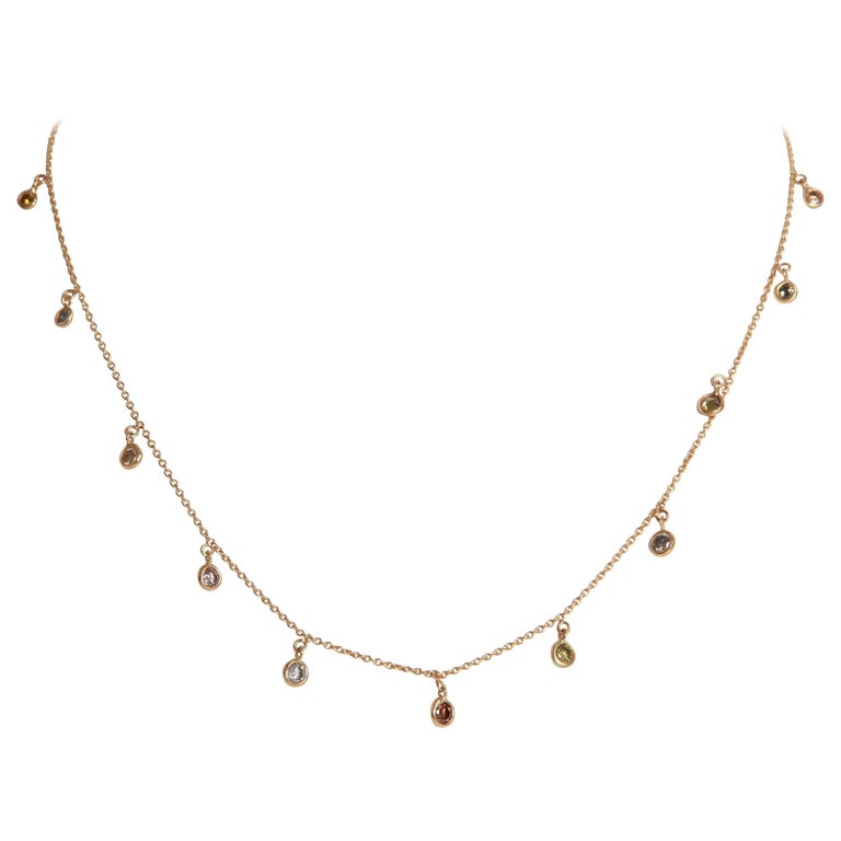 18K yellow gold chain set with Eleven Fancy Diamonds 1,31 carat For ...