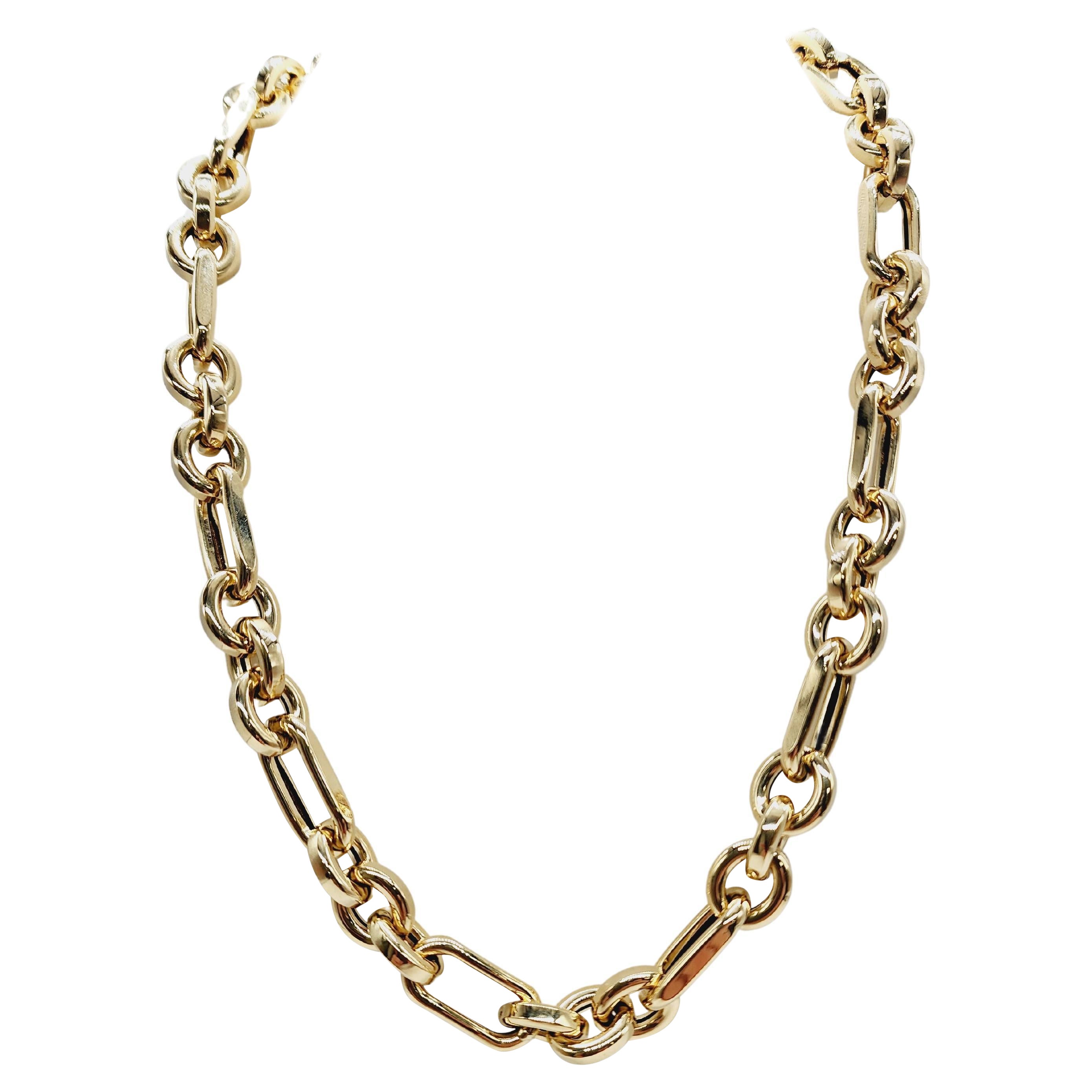 18 Karat Yellow Gold Italian Link Chain 20'' 10 mm For Sale at 1stDibs