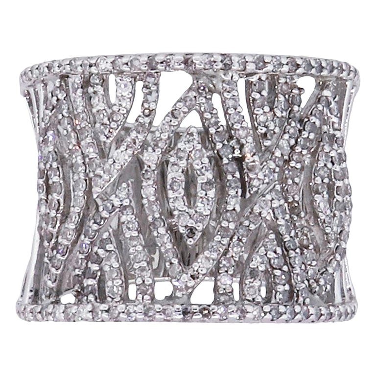 Diamond Pave Wide Open Work Ring For Sale at 1stDibs