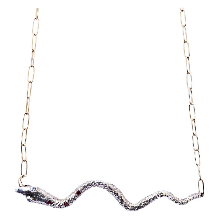 Snake Necklace Silver Ruby Iolite Gold Filled Chain J Dauphin For Sale ...