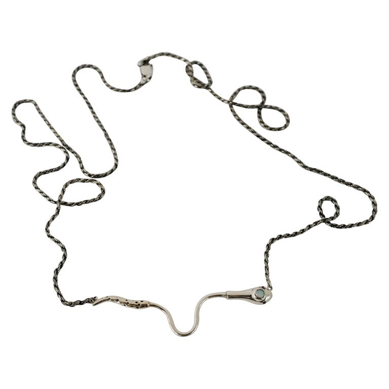 Opal Ruby Snake Necklace Italian Silver Chain J Dauphin For Sale at 1stDibs