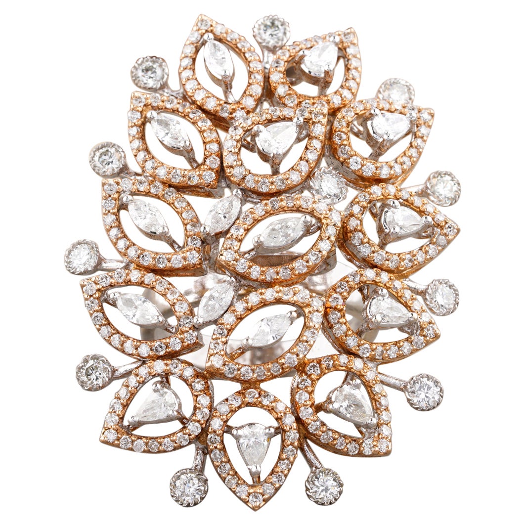 Customizable Pear And Marquise Leaves Shapes Diamond Cocktail Ring In
