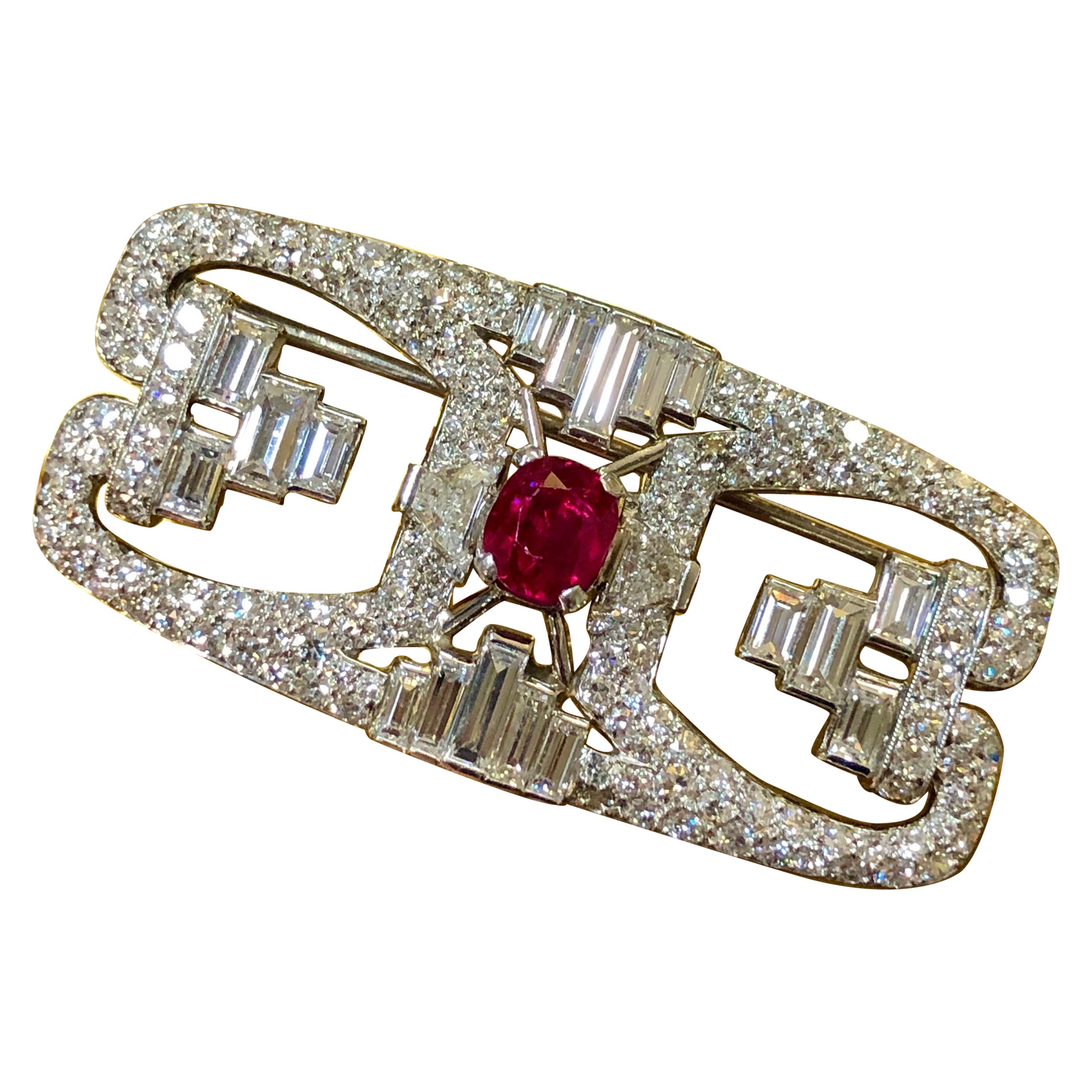 Vintage 18k Gold GIA Burma No Heat Ruby Emerald and Diamond Strawberry ...