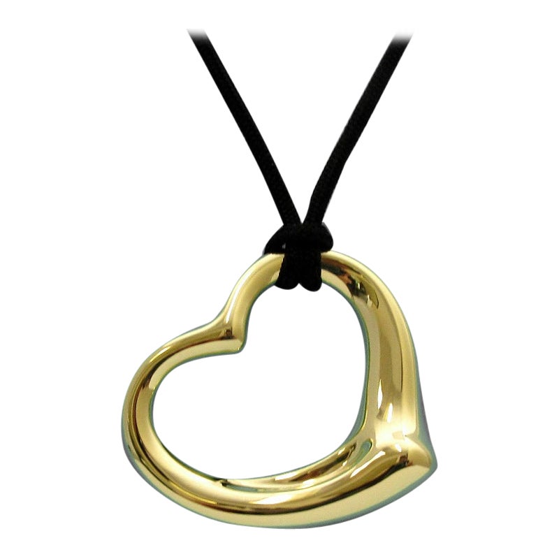 Tiffany and Co. Elsa Peretti 18k Yellow Gold Open Heart Pendant ...