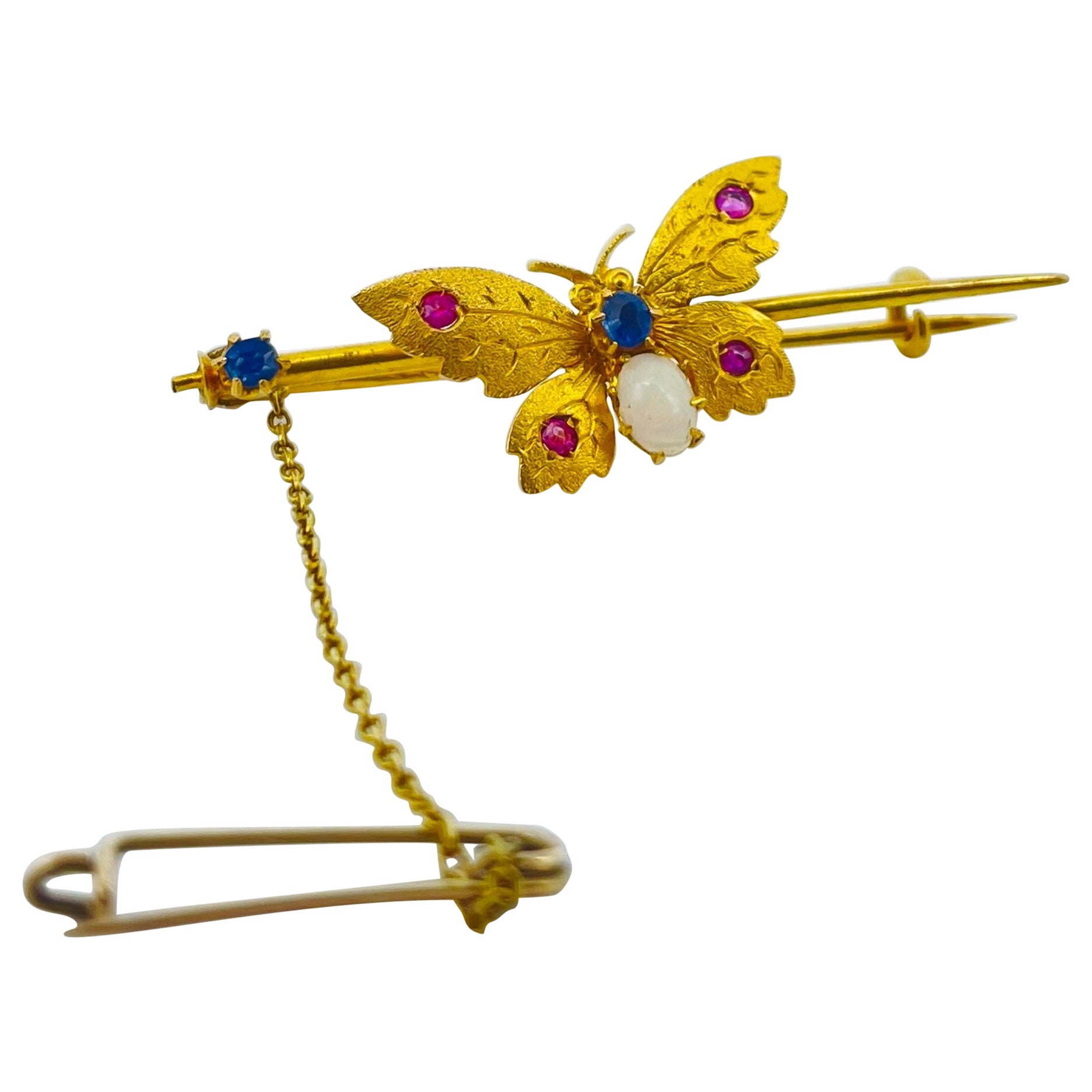 Rare Sapphire Bar Brooch at 1stDibs