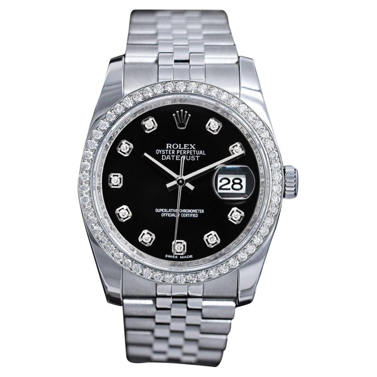 Rolex Datejust Factory Black Diamond Dial with Custom Diamond Bezel ...