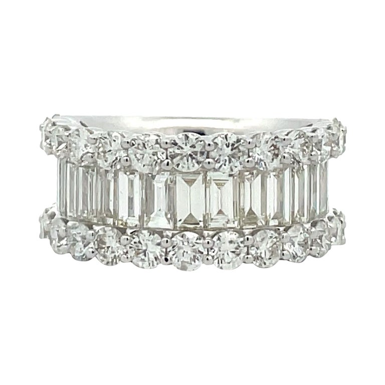 5.81ct, Baguette and Round Diamond Channel Set Anniversary Band in 14k ...